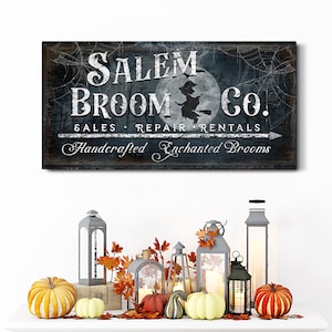 Salem Broom Co Sign Halloween Wall Decor Spooky Broom Company Sign ...