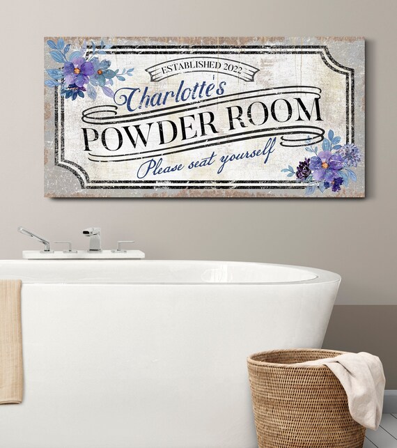 Personalized Powder Room Sign Customized Bathroom Wall Decor - Etsy