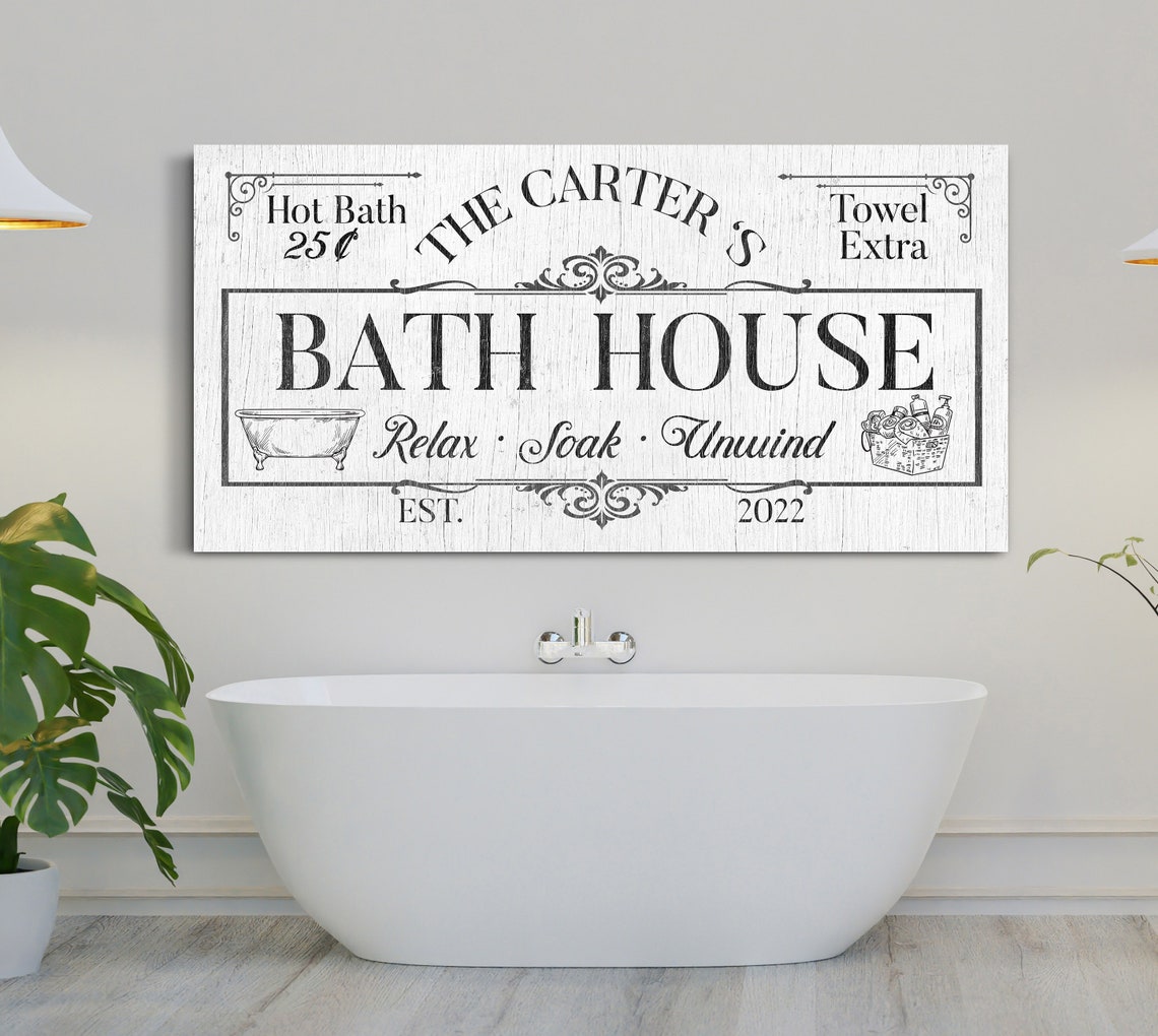Custom Bath House Sign Bathroom Decor Hot Bath Sign Over - Etsy