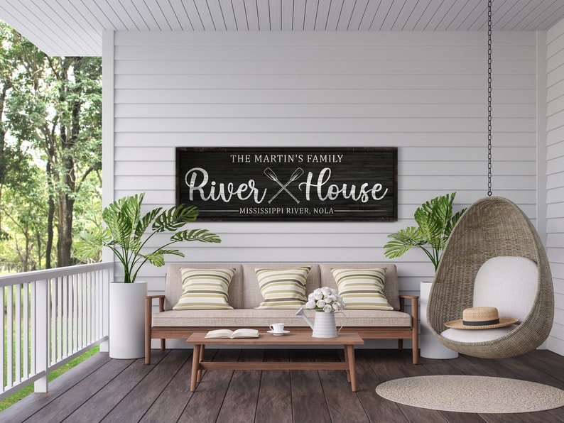 Personalized River House Sign Custom Family Name Wall Decor - Etsy