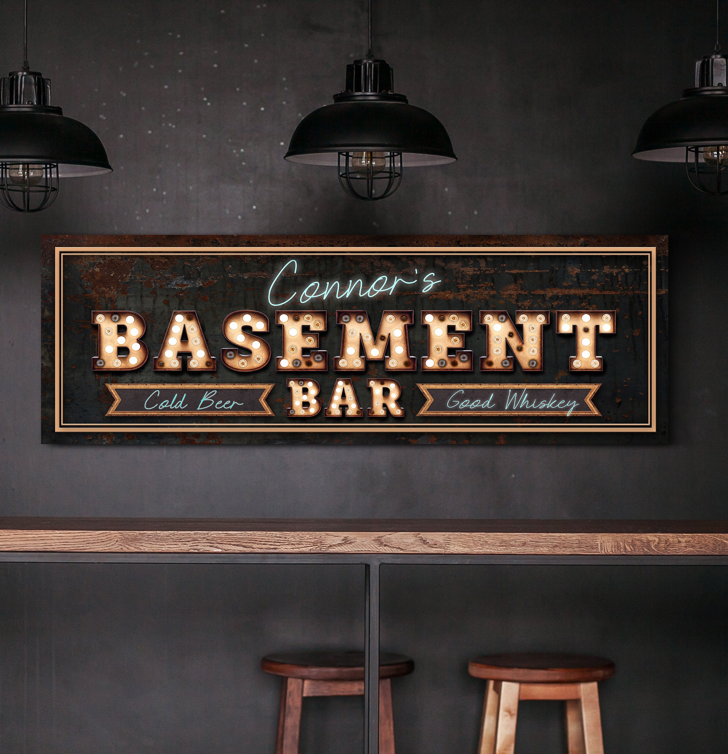 Custom Basement Bar Sign Bar & Lounge Sign Home Bar Decor - Etsy