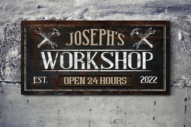Custom Workshop Sign Car Mechanic Sign Garage Decor Man - Etsy