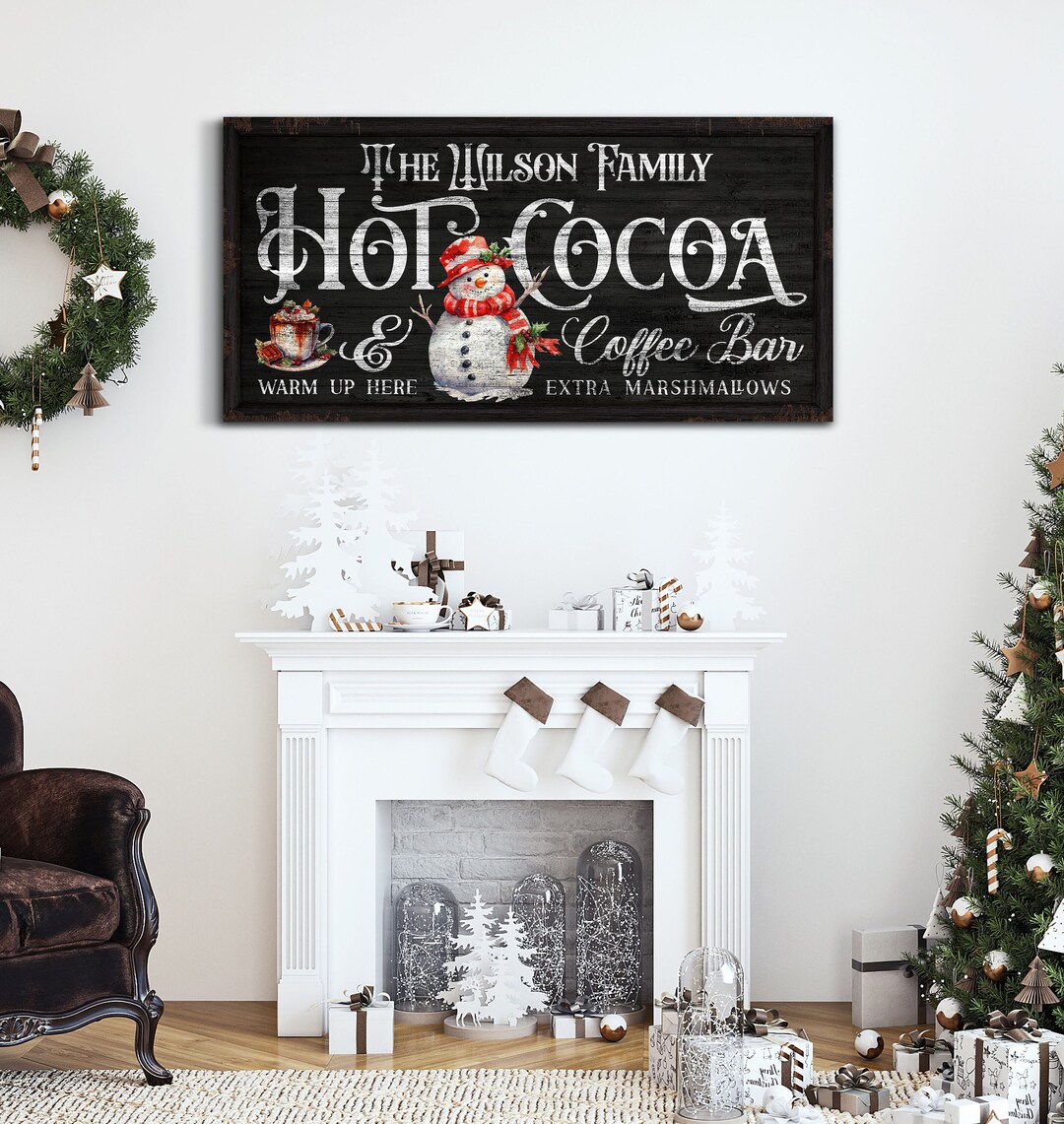 Personalized Hot Cocoa Coffee Bar Sign, Custom Santas Hot Cocoa Family ...