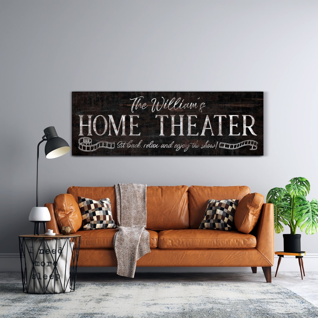 Custom Home Theater Sign, Personalized Movie & Tv Room Wall Decor ...