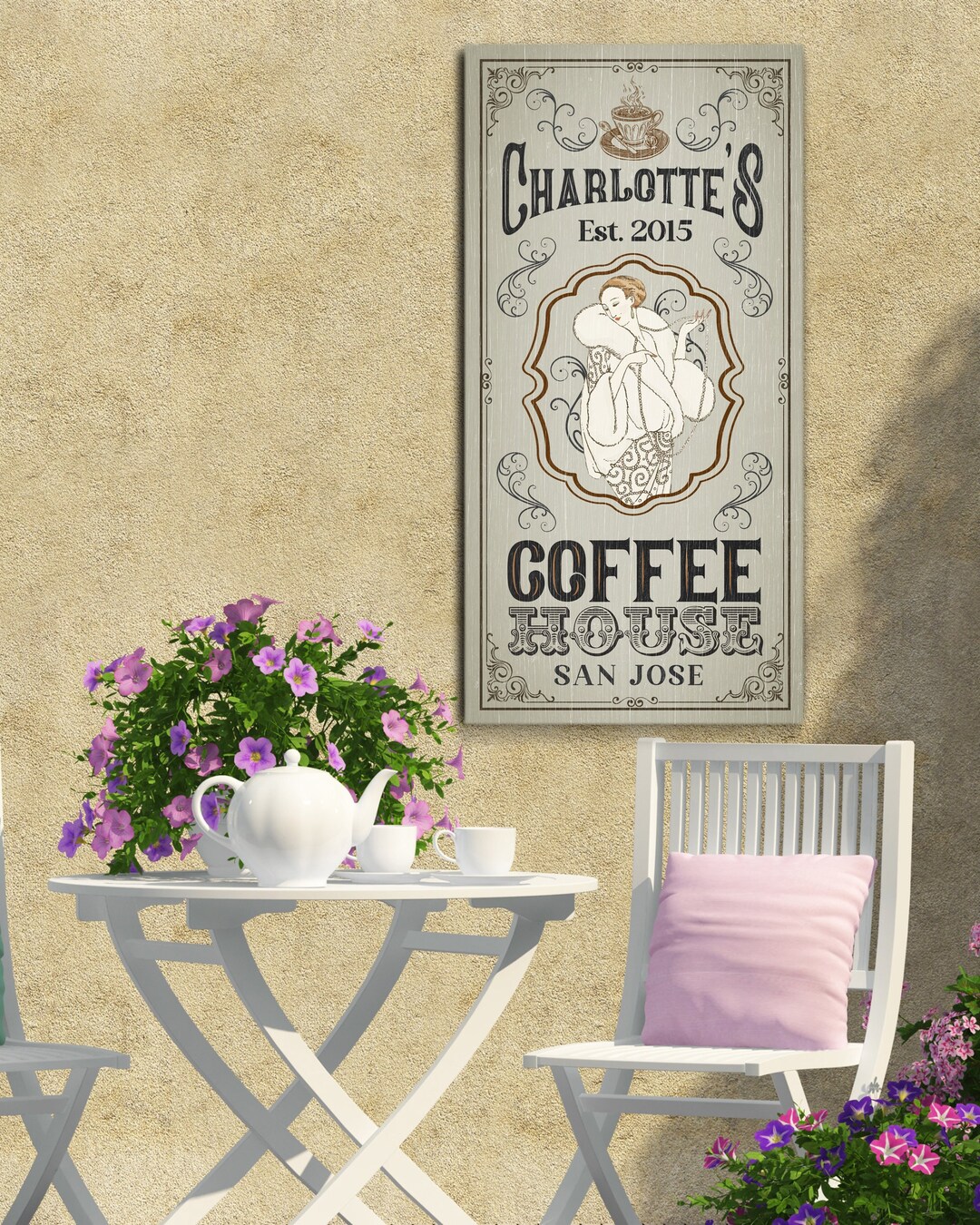 Personalized Coffee House Sign, Freshly Brewed Coffee Bar Sign ...
