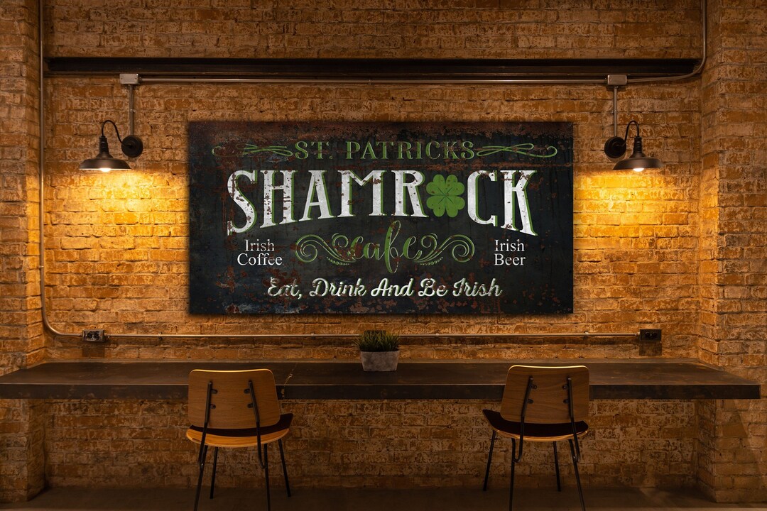 Shamrock Cafe Sign, St. Patrick's Day Sign, Irish Pub Wall Art ...