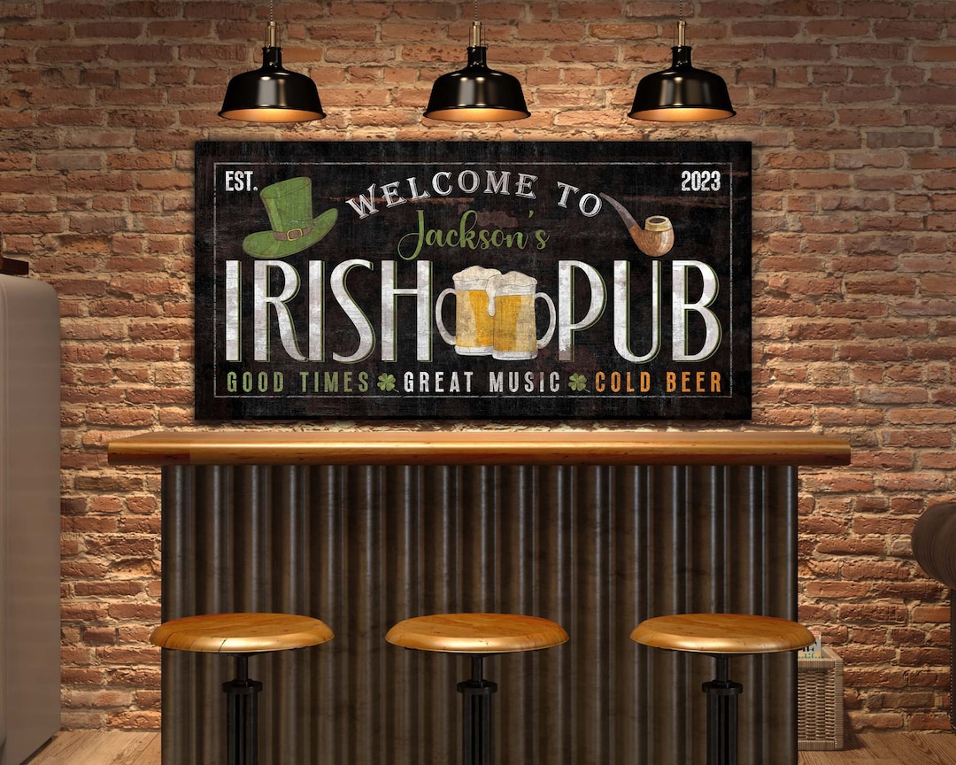 Personalized Irish Pub Sign, Custom St. Patrick's Day Decor, Basement ...
