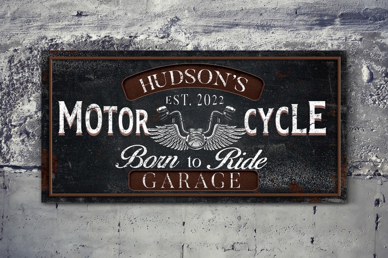 Custom Motorcycle Garage Sign, Personalized Garage Decor, Garage Wall ...