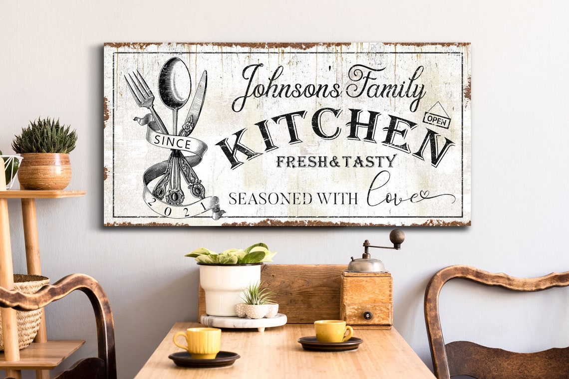 Personalized Kitchen Sign Family Kitchen Sign Rustic Kitchen - Etsy