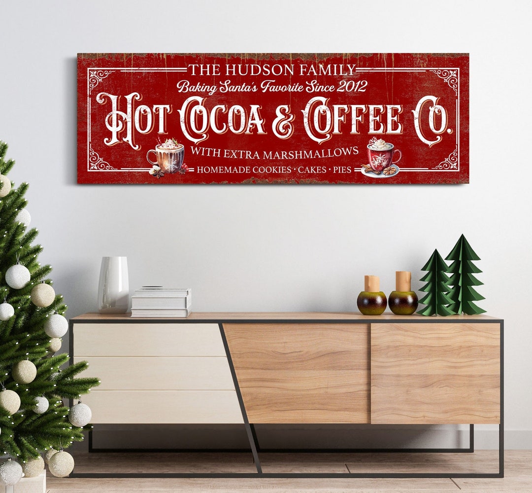 Personalized Christmas Cocoa Coffee Co. Sign, Custom Santas Hot Cocoa ...