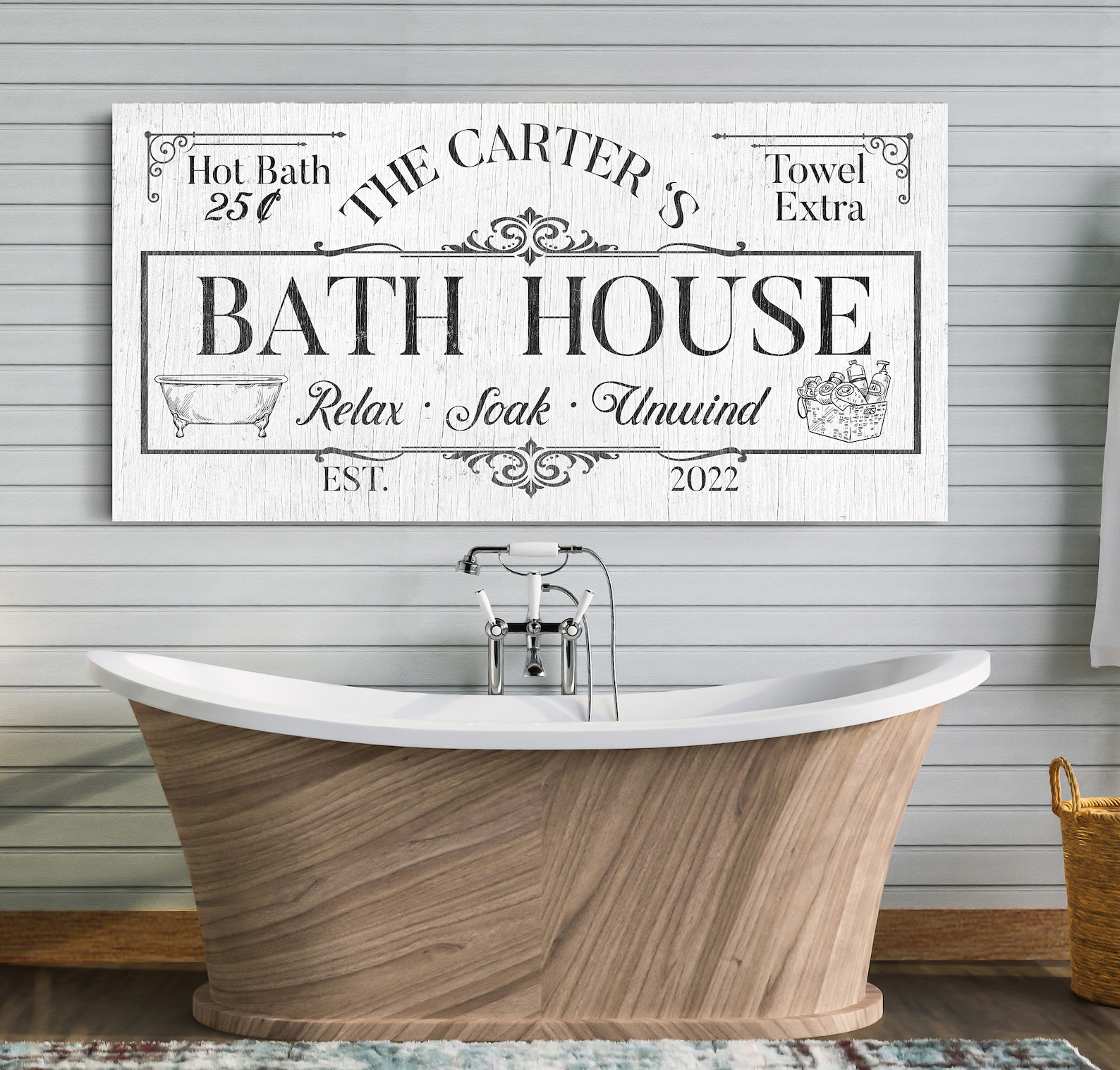 Custom Bath House Sign, Bathroom Decor, Hot Bath Sign, Over Bath Tub ...
