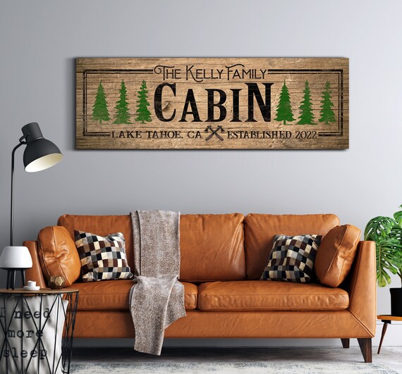 Customized Cabin Sign Lodge Decor Family Name Sign - Etsy