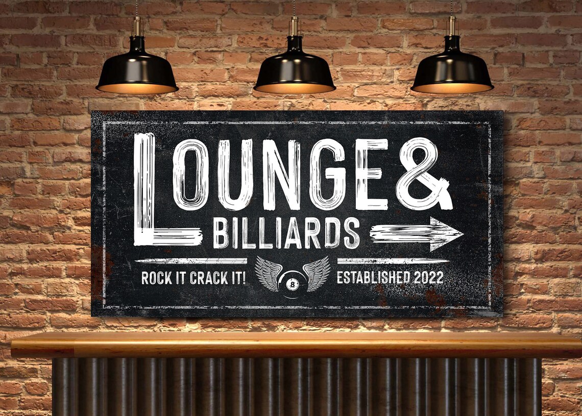 Custom Billiards Sign Billiards & Lounge Sign Pool Table - Etsy