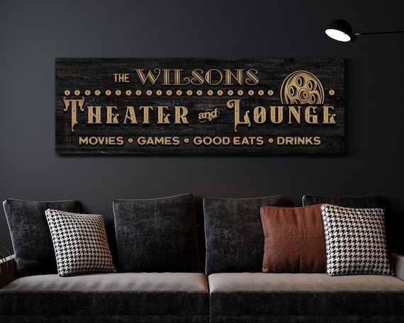 Personalized Theater & Lounge Sign Family Lounge Sign Home | Etsy
