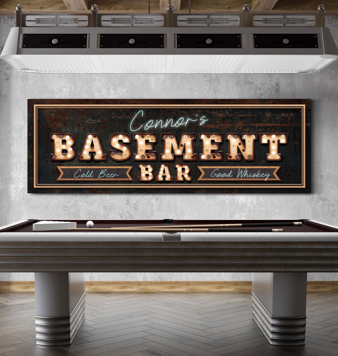 Custom Basement Bar Sign, Bar & Lounge Sign, Home Bar Decor, Man Cave ...