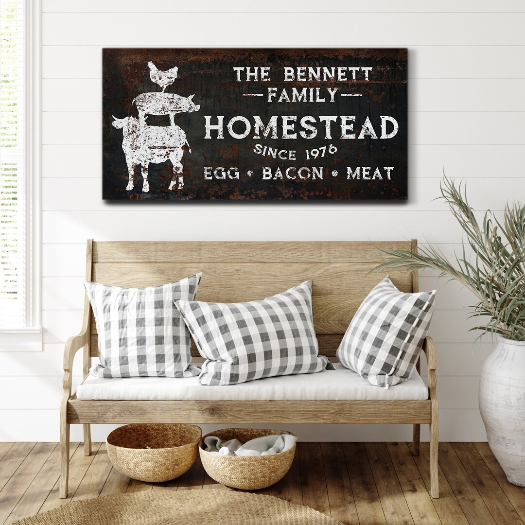 Personalized Homestead Sign, Vintage Family Homestead Decor, Rustic ...