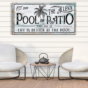 Personalized Pool & Patio Sign, Pool Sign, Swimming Pool Decor, Outdoor ...