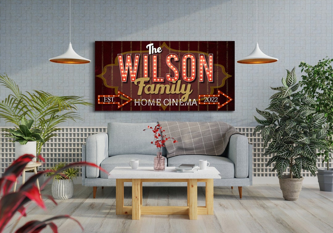 Custom Home Cinema Sign, Movie Room Wall Decor for Home, Family Theater ...