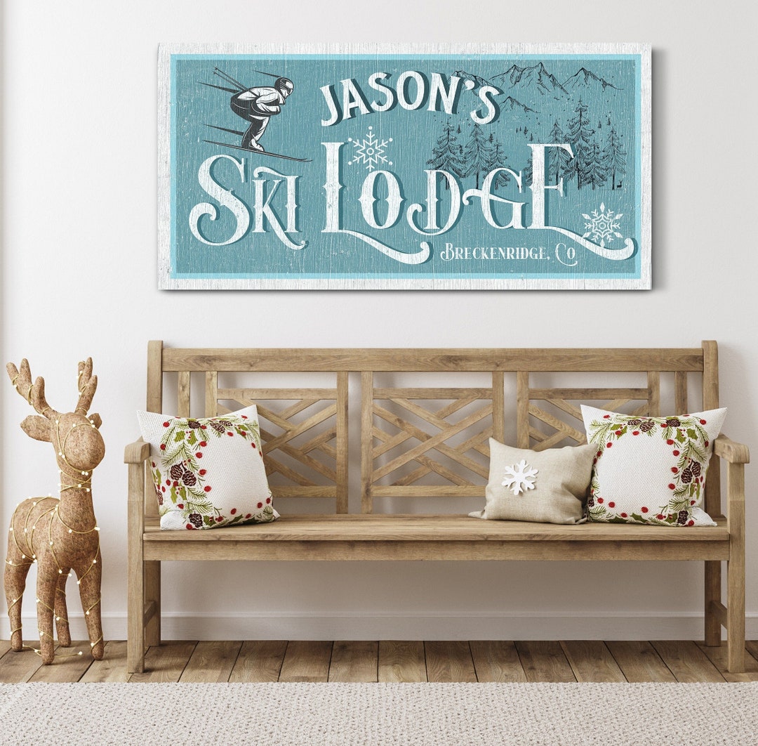 Custom Ski Lodge Sign, Ski Cabin Decor, Winter House Sign, Mountain ...
