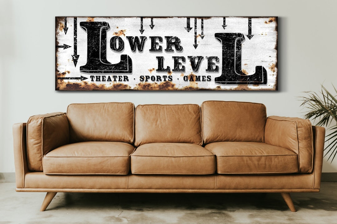 Lower Level Sign, Basement Sign, Game Room Decor, Movie Theater Decor ...