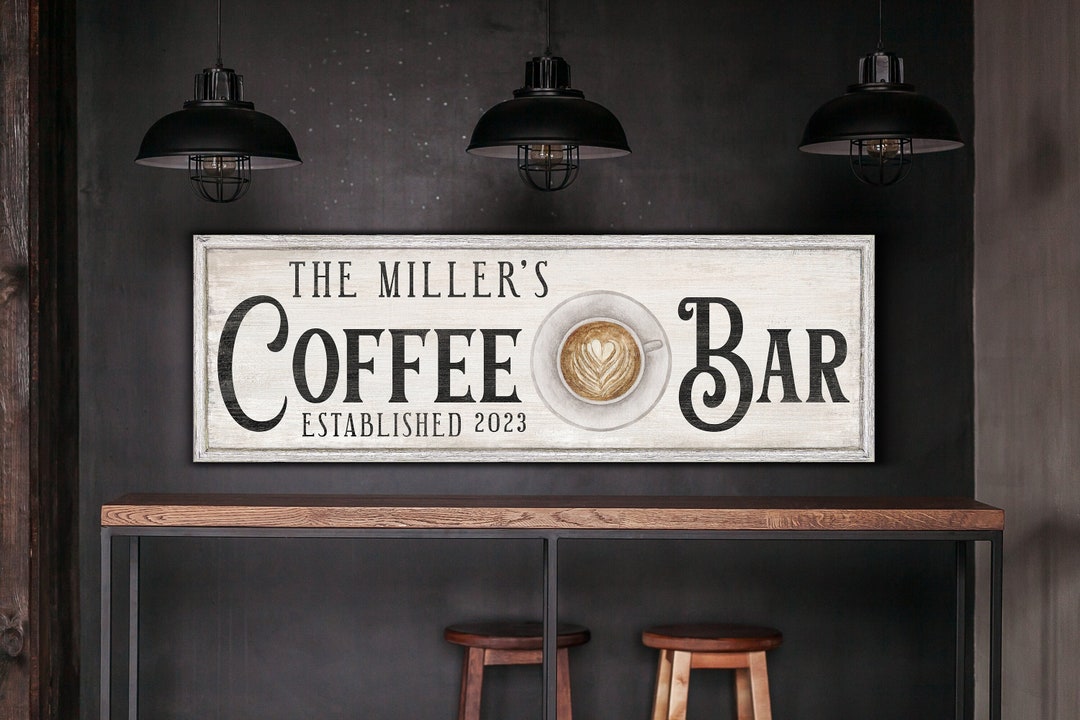 Personalized Coffee Bar Sign, Custom Coffee Station Wall Art ...