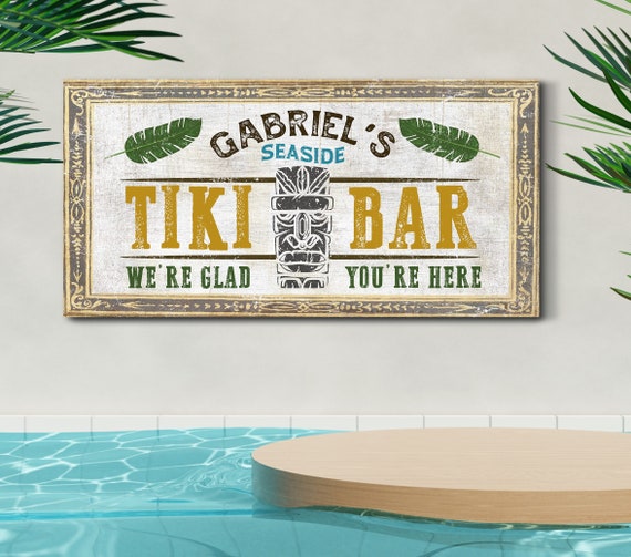 Personalized Tiki Bar Sign Seaside Tiki Bar Sign Backyard | Etsy