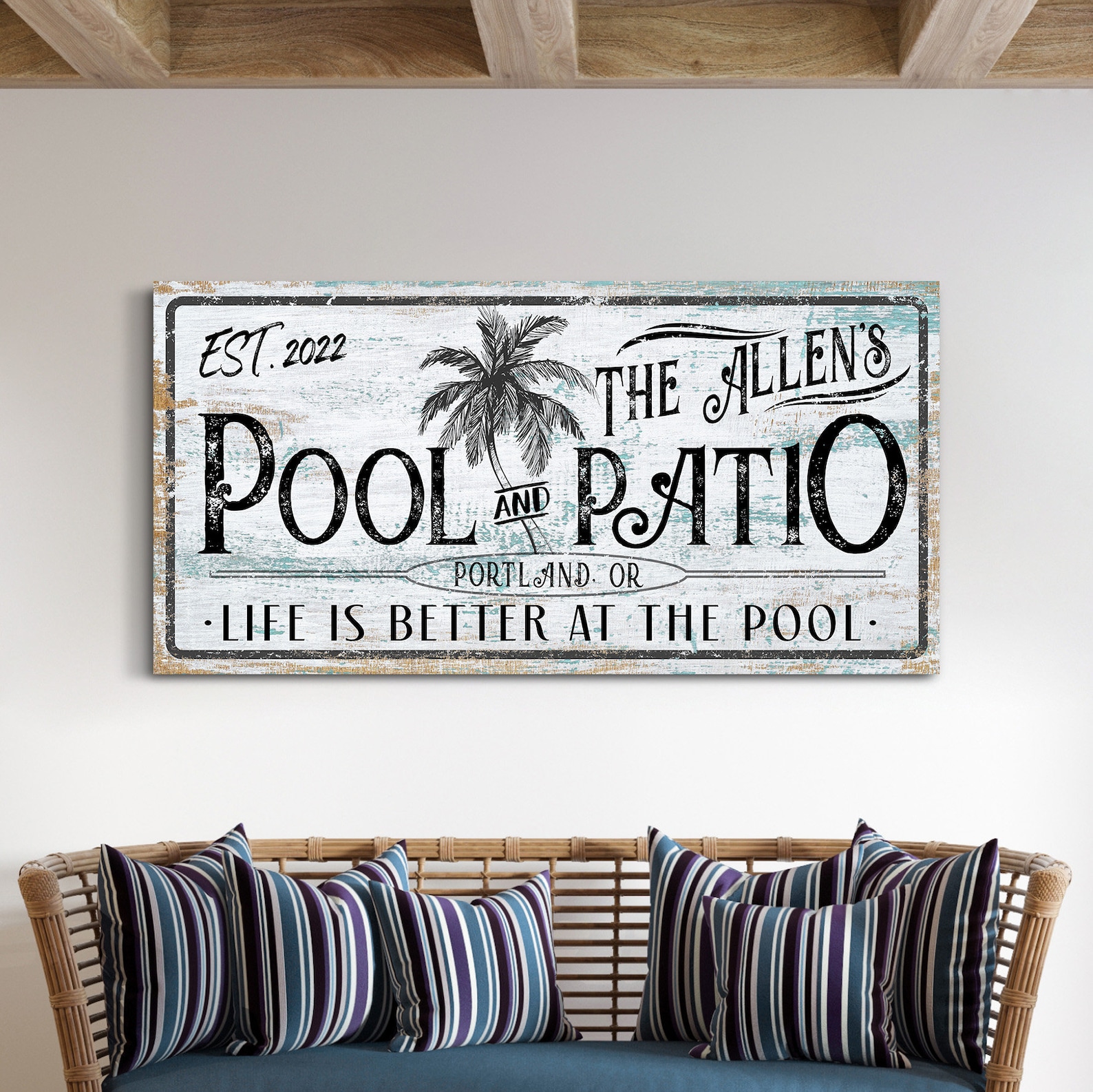 Personalized Pool & Patio Sign, Pool Sign, Swimming Pool Decor, Outdoor ...