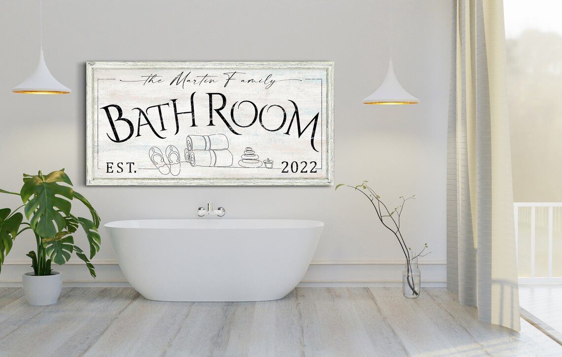 Custom Bathroom Sign Bathroom Decor Hot Bath Sign Over Bath | Etsy