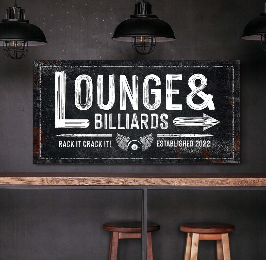 Custom Billiards Sign Billiards & Lounge Sign Pool Table - Etsy