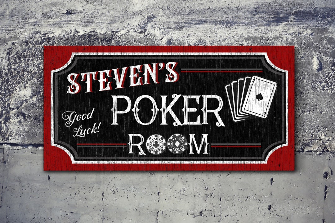 Personalized Poker Room Sign, Vintage Poker Room Wall Art, Rustic Play ...