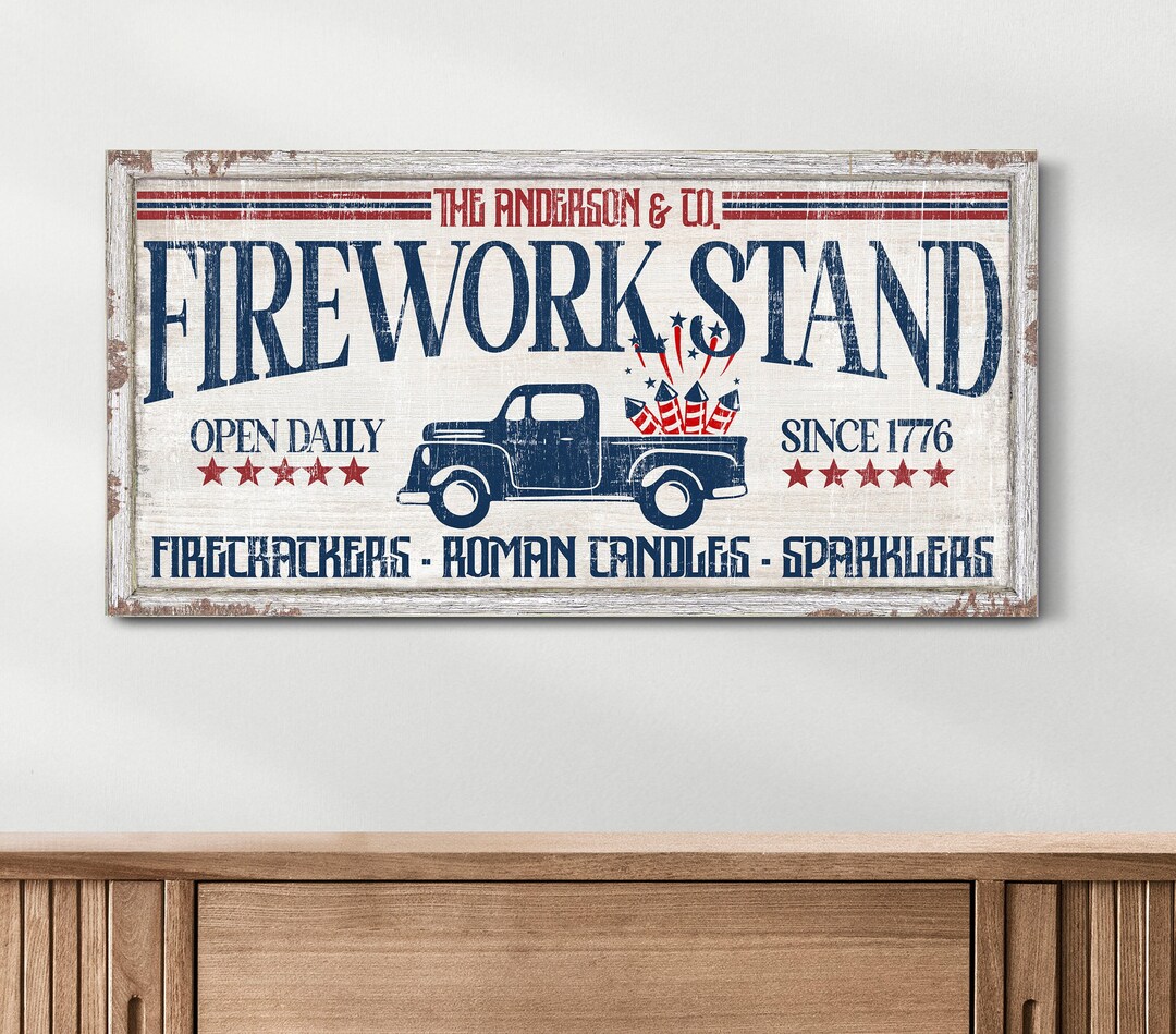 Personalized Firework Stand Sign With Family Name 4th of July - Etsy