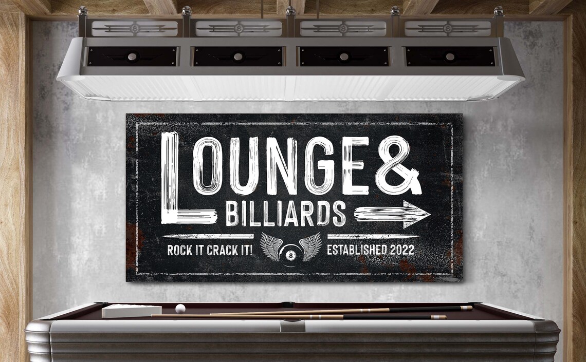 Custom Billiards Sign Billiards & Lounge Sign Pool Table - Etsy