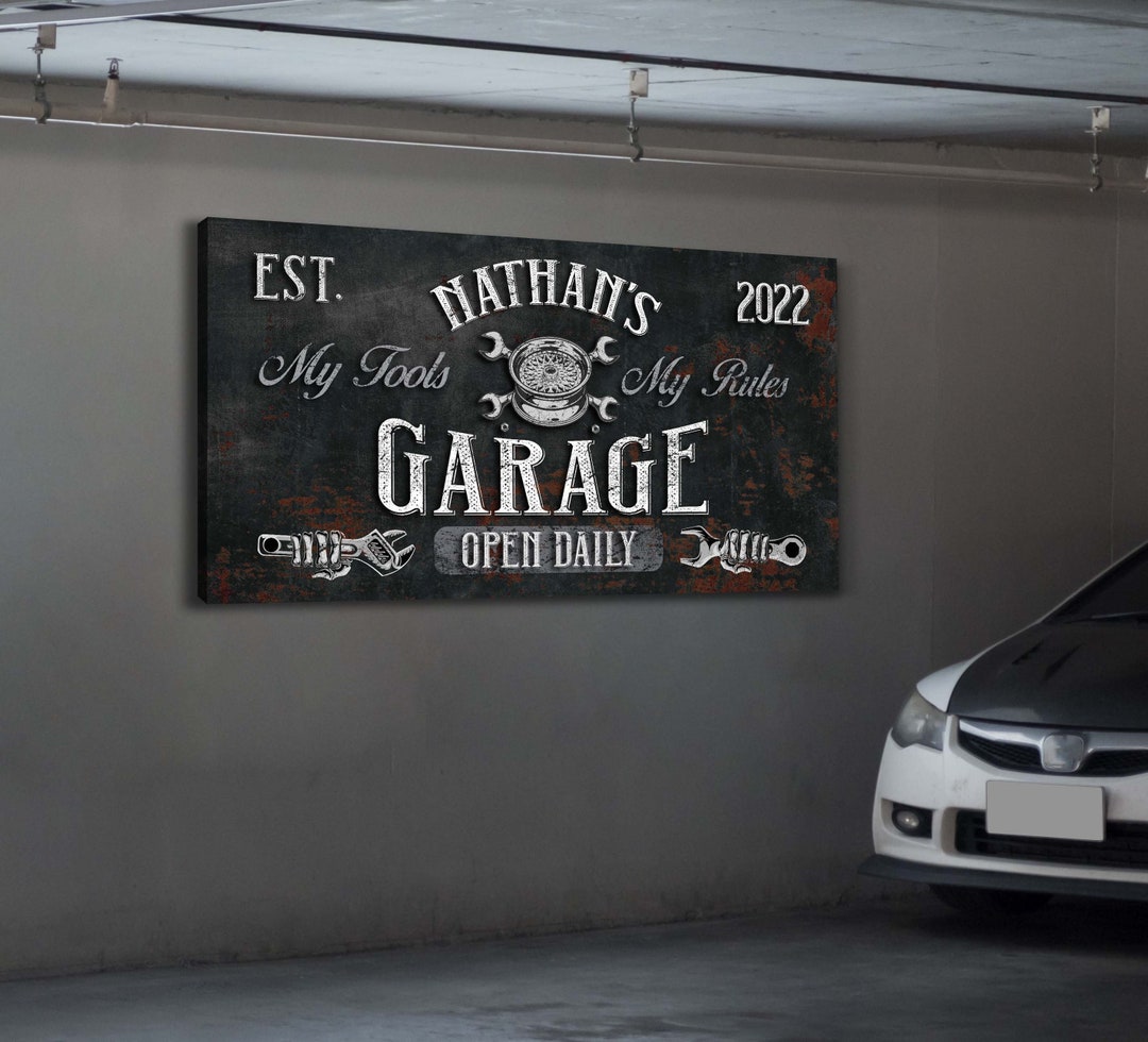 Custom Garage Sign, Car Mechanic Sign, Work Shop Sign, My Tool My Rules ...