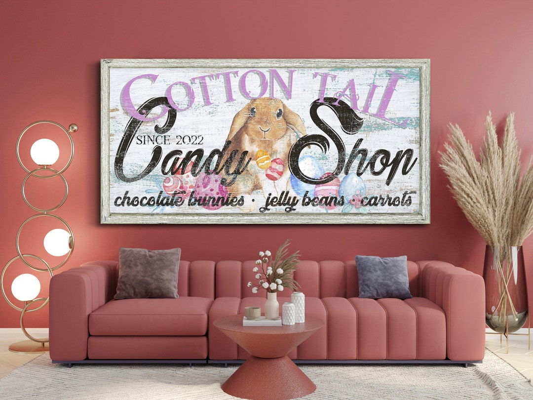 Custom Cottontail Sign, Candy Shop Sign, Easter Bunny Sign, Spring Sign ...