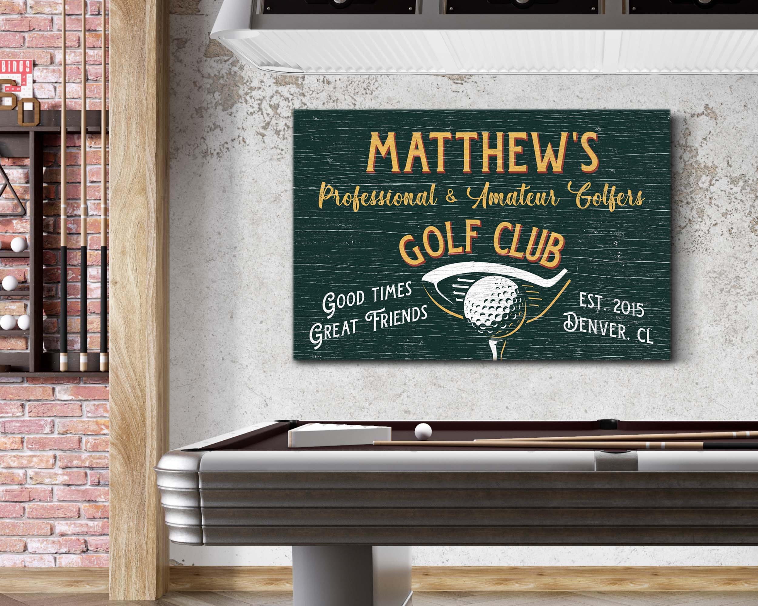 Custom Golf Club Sign, 19th Hole, Rustic Vintage, Golf Wall Decor ...