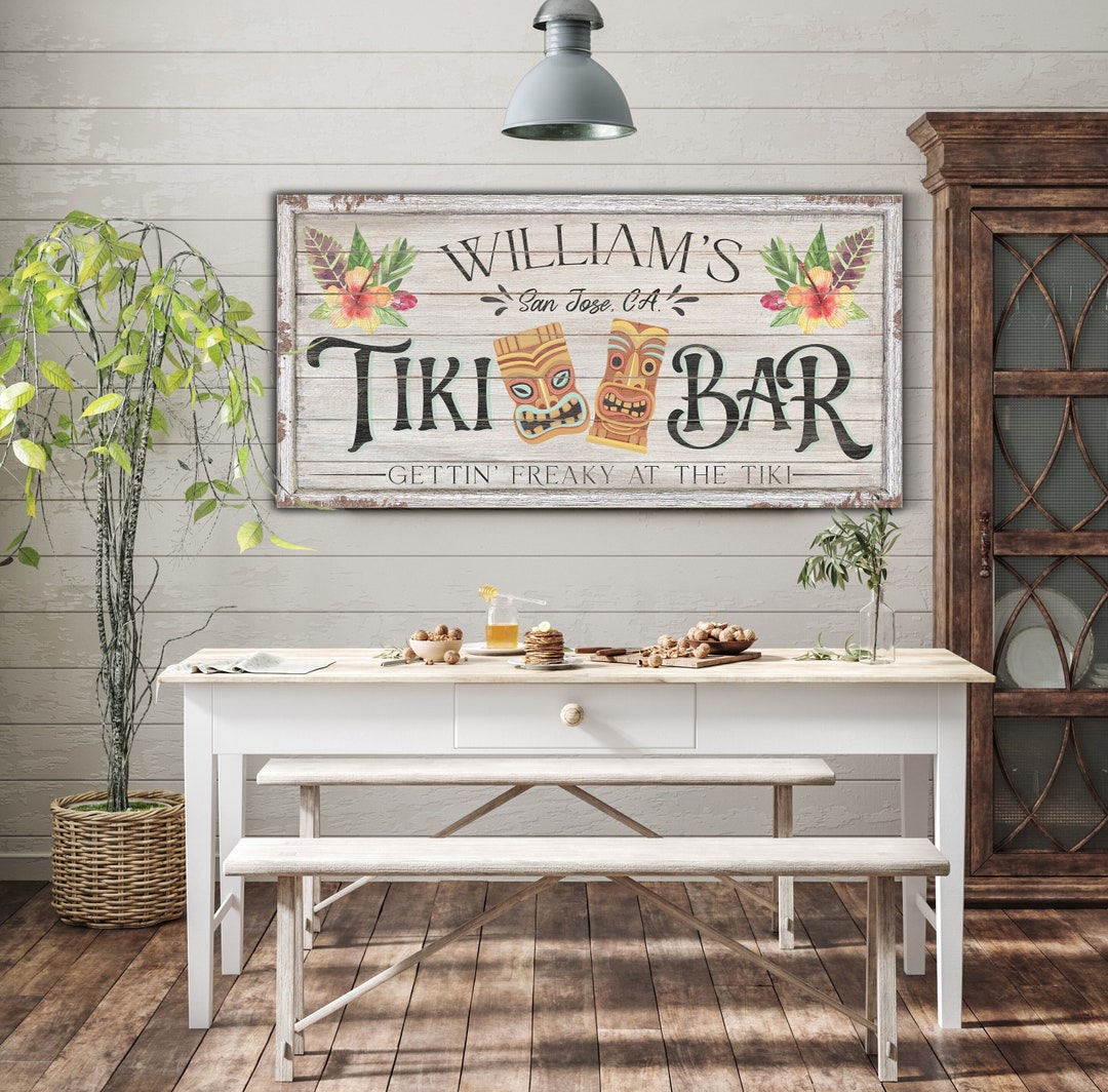 Custom Tiki Bar Sign, Personalized Outdoor Home Bar Decor, Backyard ...