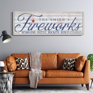 Custom Fireworks Sign, Personalized American Family Name Decor, Rustic ...