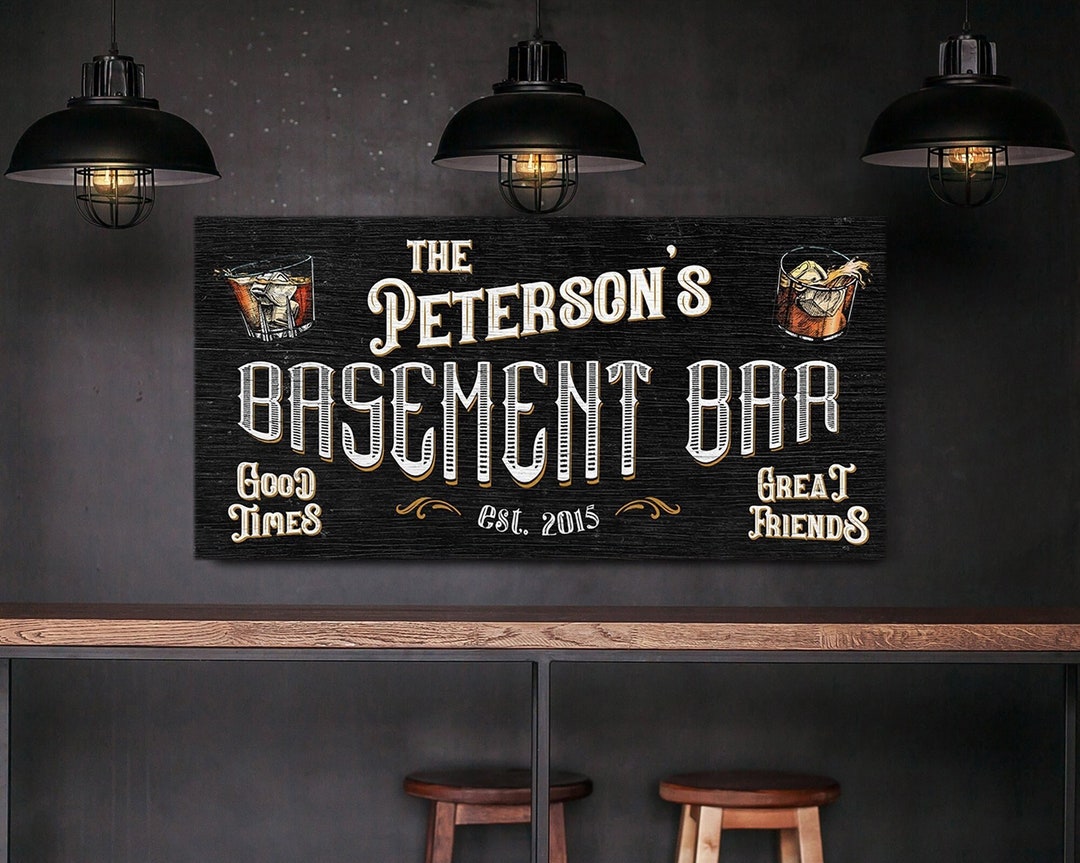 Personalized Basement Bar Sign, Customized Bar Sign, Retro Home Bar ...