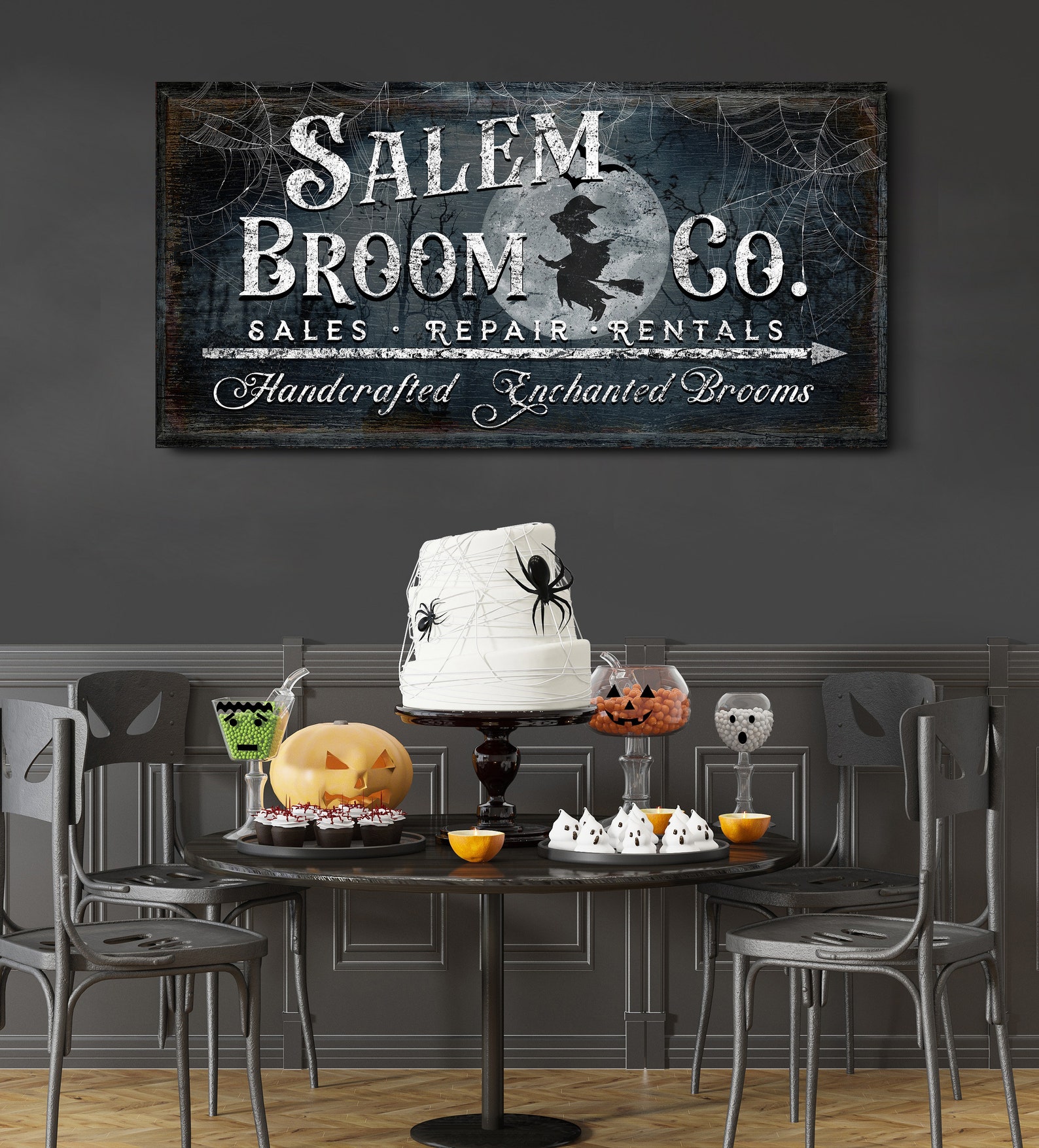 Salem Broom Co Sign Halloween Wall Decor Spooky Broom Company - Etsy