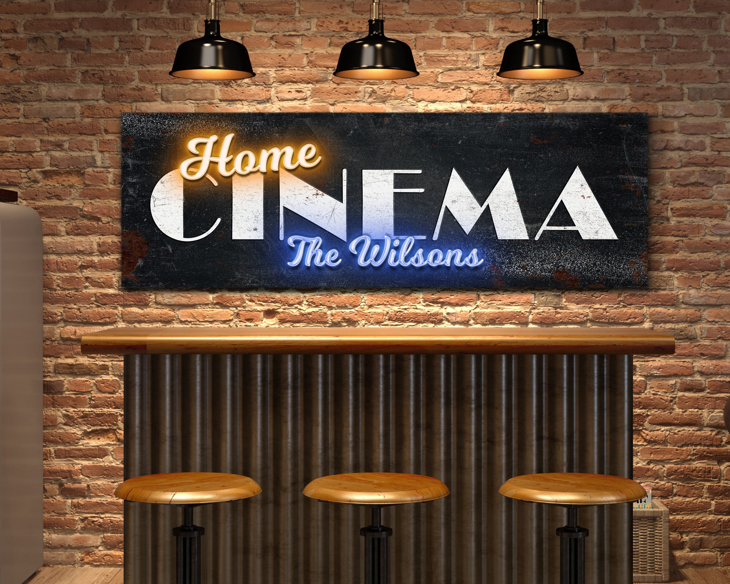 Personalized Home Cinema Sign Family Theater Room Sign Movie | Etsy
