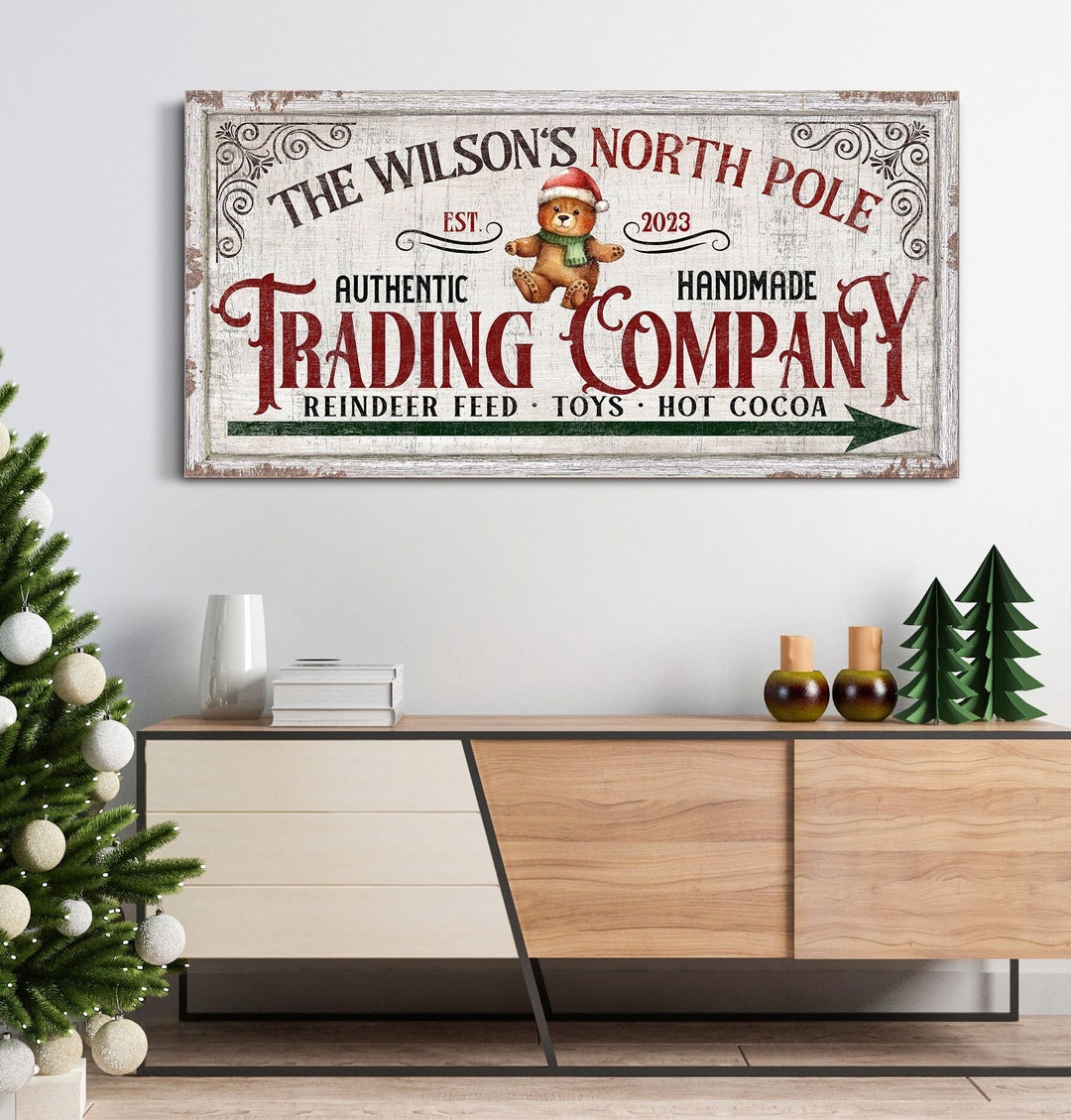 Personalized North Pole Trading Company Sign, Christmas Toy Shop Sign ...