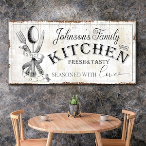 Personalized Kitchen Sign, Family Kitchen Sign, Rustic Kitchen Decor ...