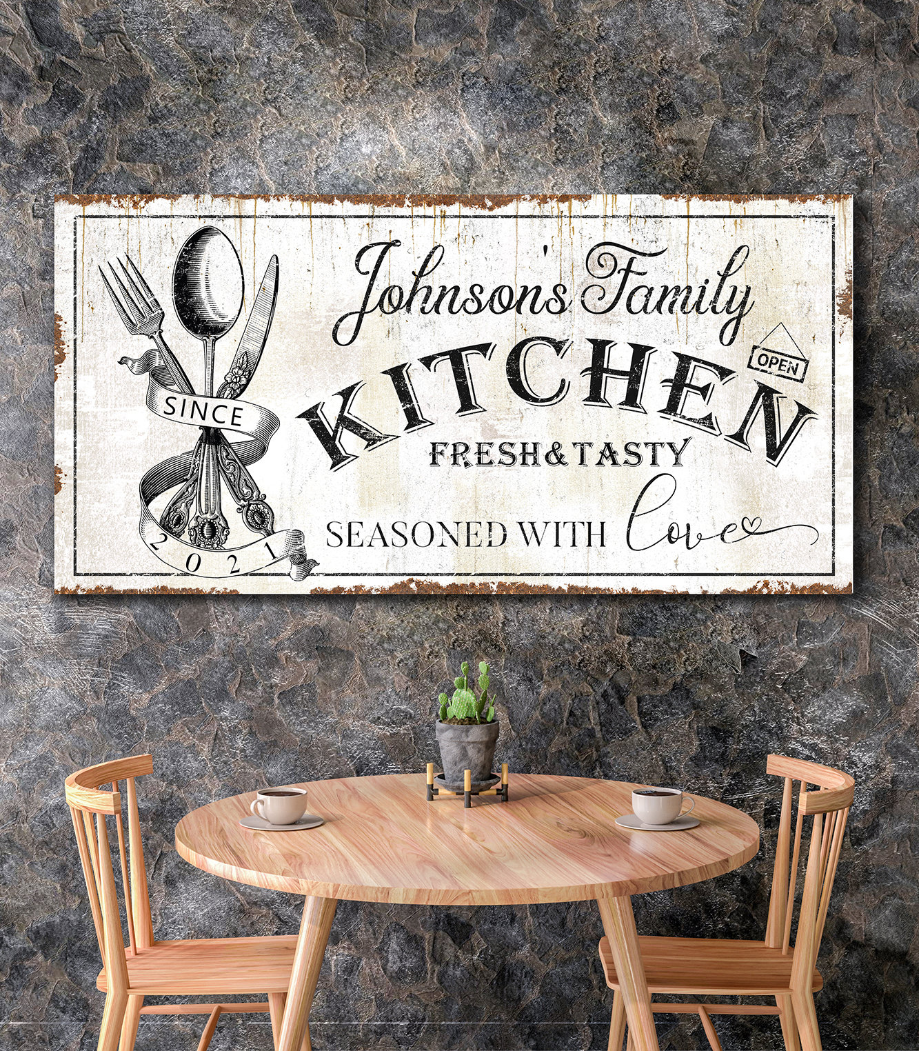 Personalized Kitchen Sign Family Kitchen Sign Rustic Kitchen - Etsy
