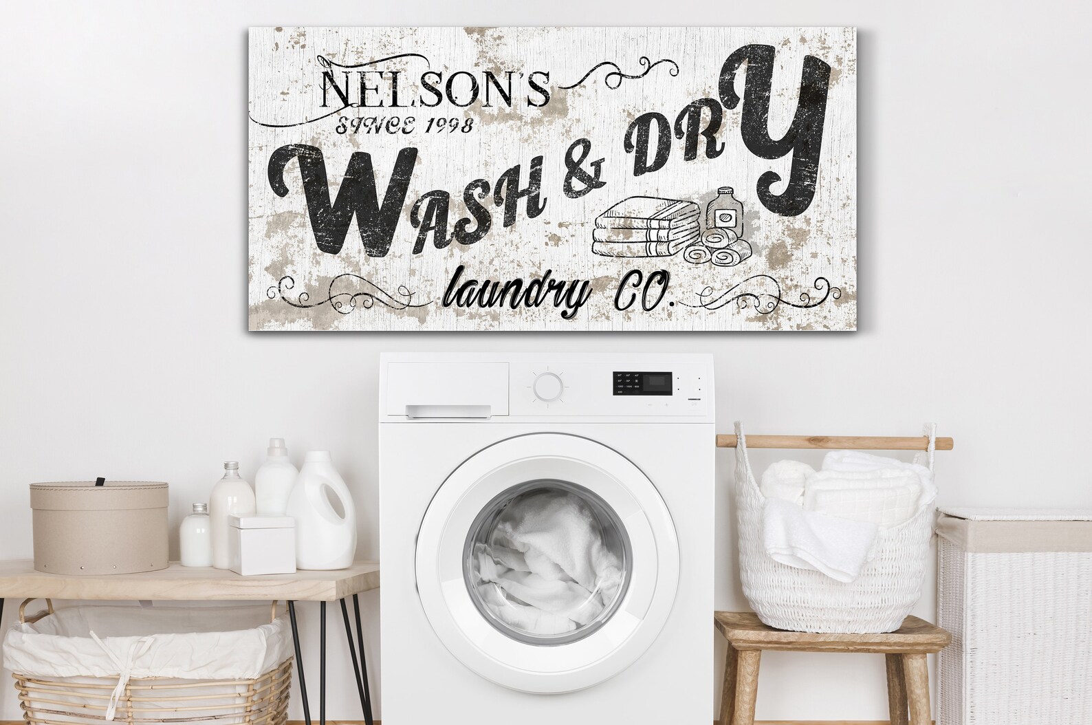Custom Wash and Dry Sign, Laundry Co. Sign, Laundry Room Decor, Washing ...