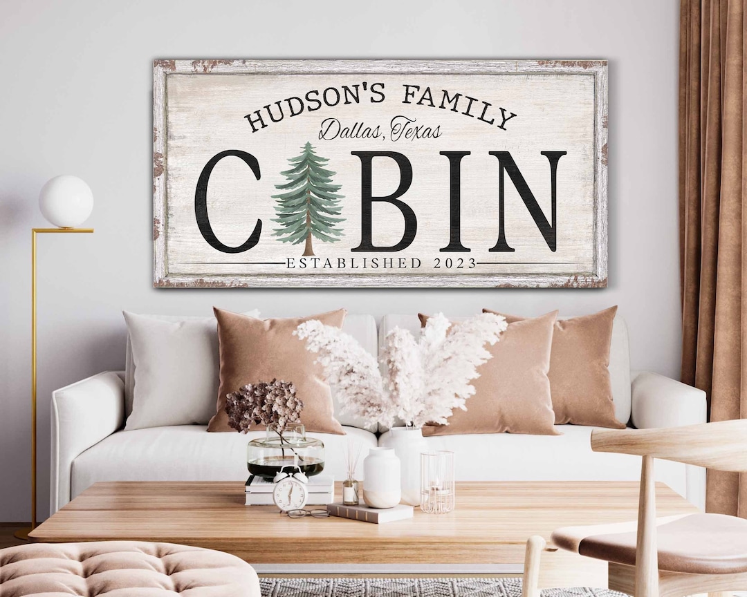 Custom Cabin Sign, Family Name Wall Decor, Personalized Entryway Decor ...