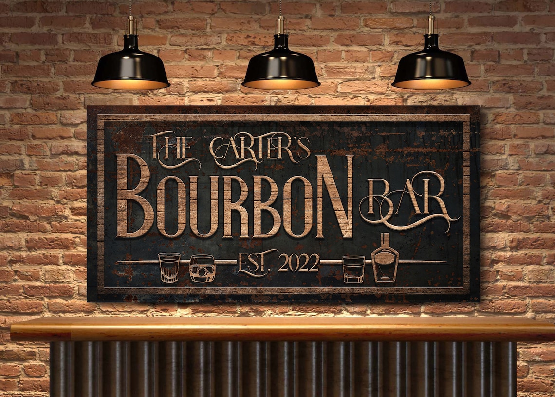 Custom Bourbon Bar Sign Bar & Lounge Sign Home Bar Decor - Etsy
