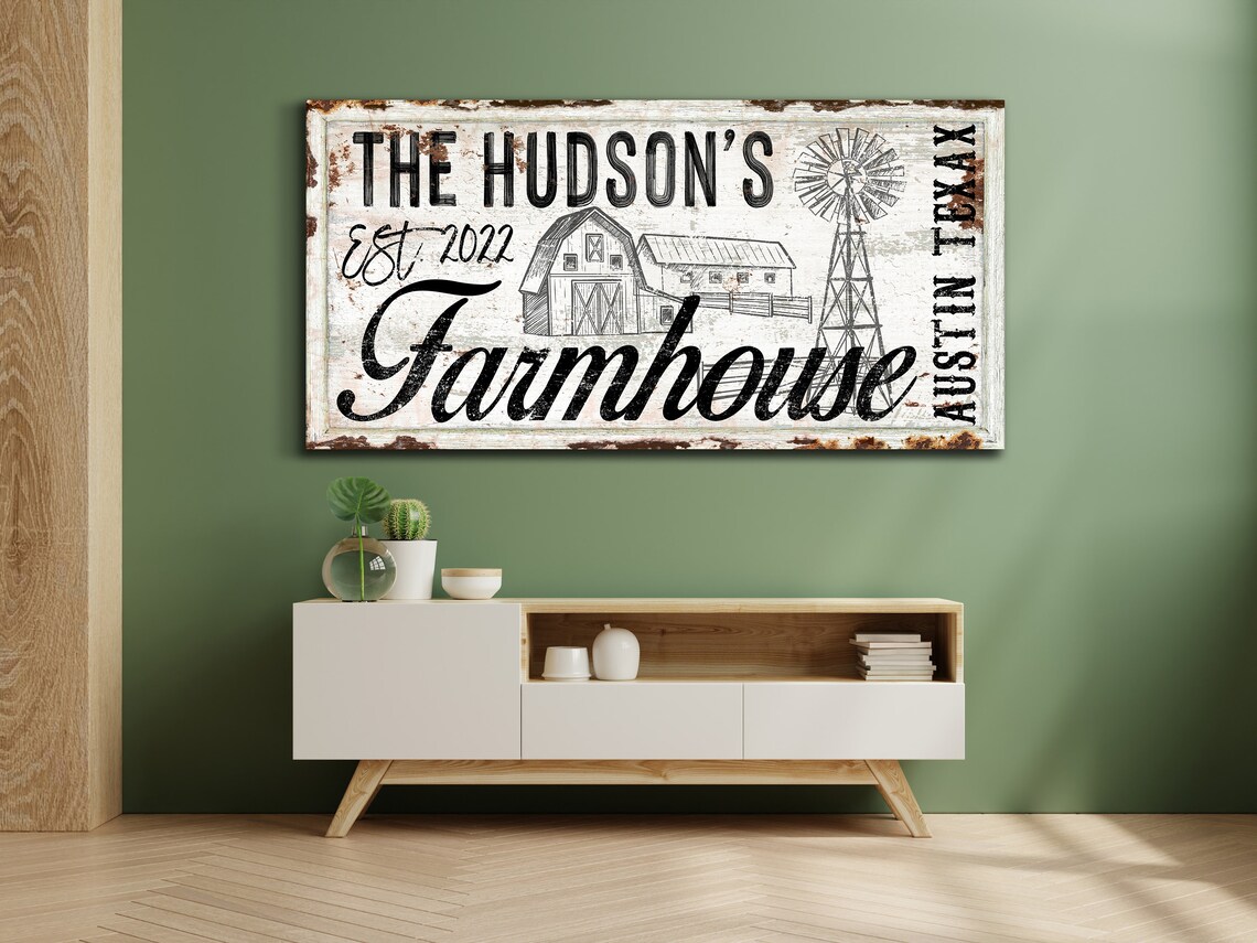 Personalized Farmhouse Sign, Family Farmhouse Sign, Vintage Farmhouse ...