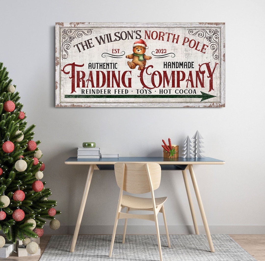 Personalized North Pole Trading Company Sign, Christmas Toy Shop Sign ...