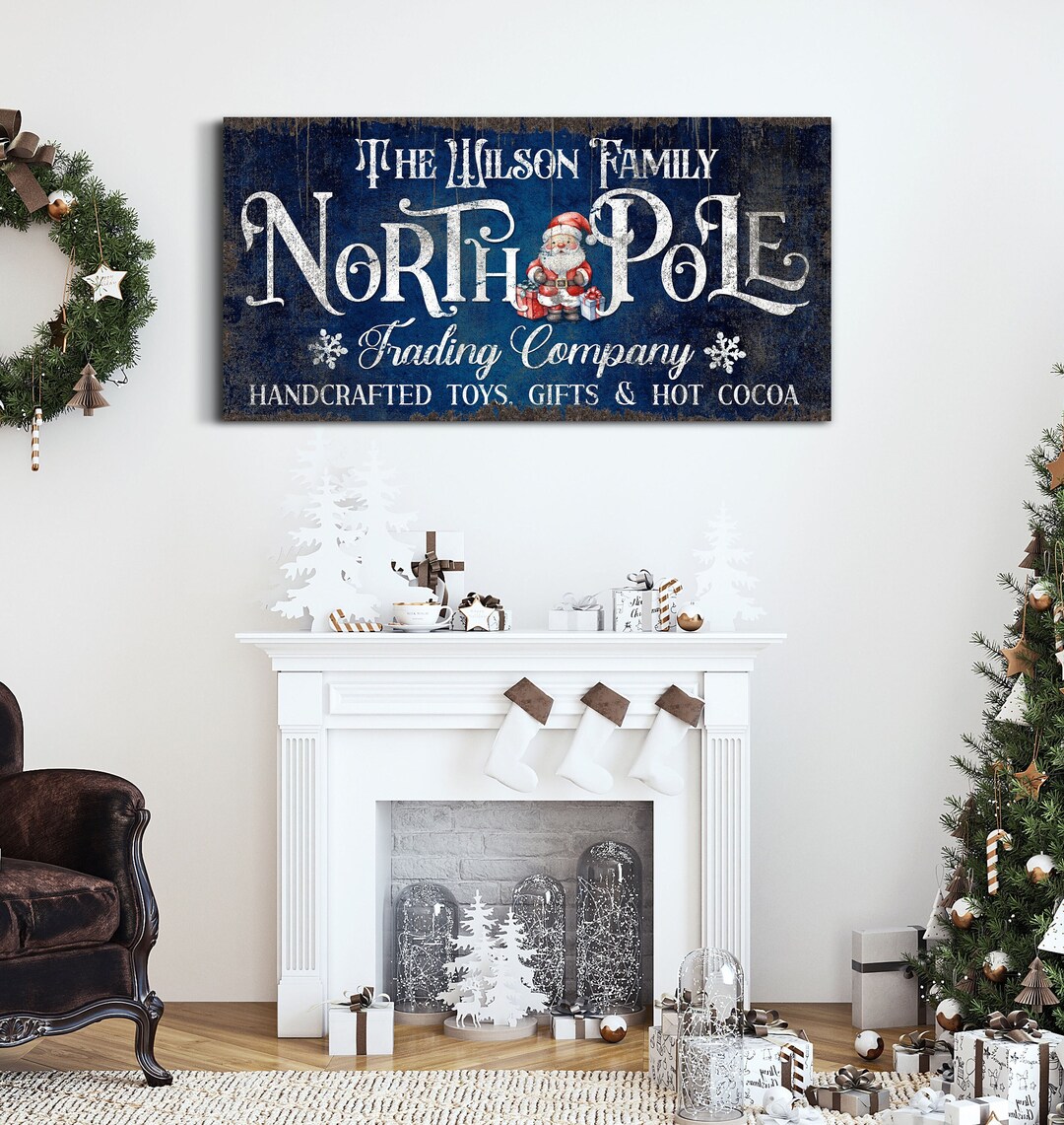 Personalized North Pole Trading Company Sign, Custom Christmas Toy Shop ...