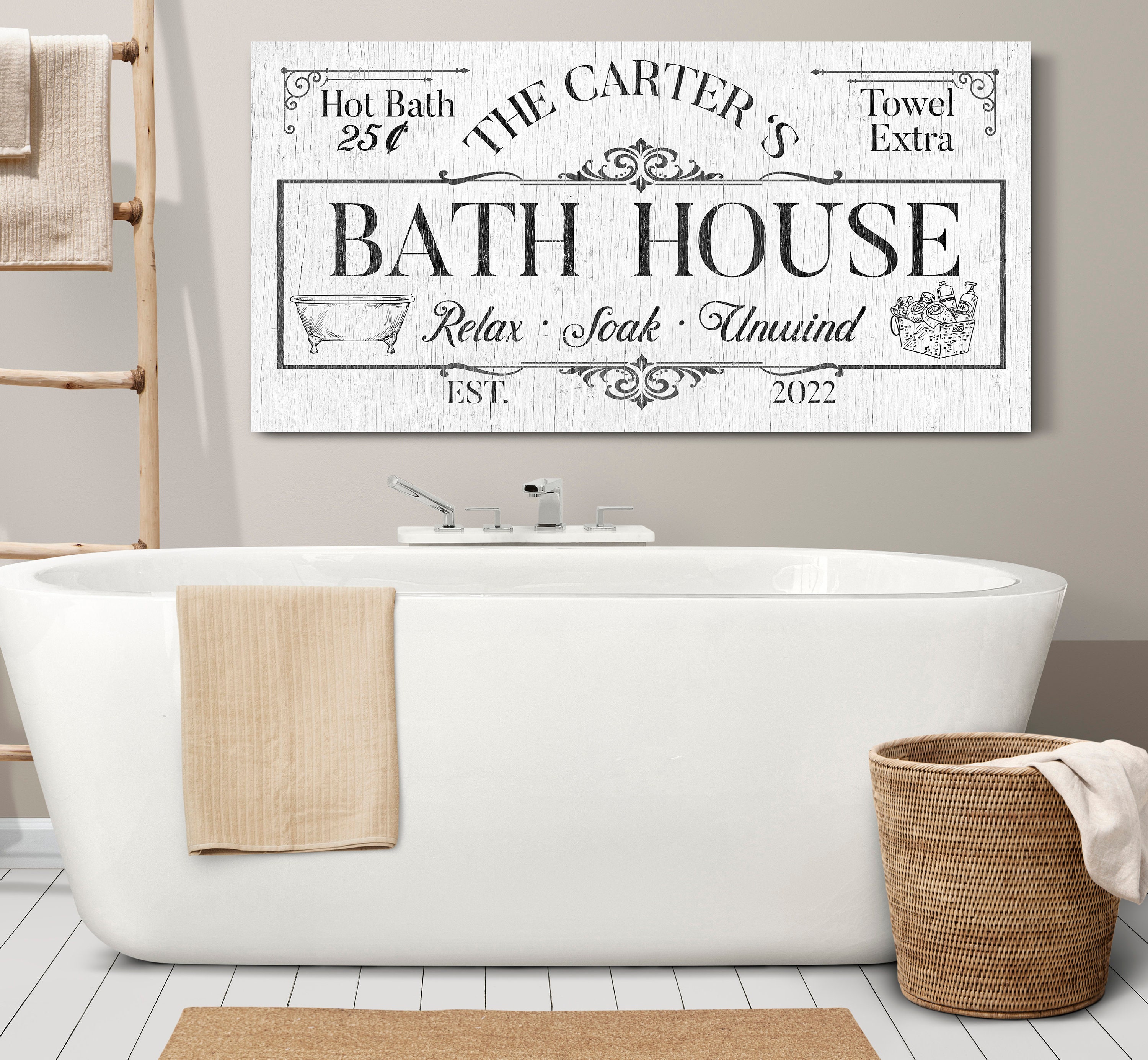 Custom Bath House Sign Bathroom Decor Hot Bath Sign Over - Etsy
